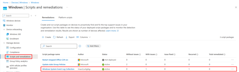 MDM_80_Collecting Windows System Event Logs Using Intune Remediation ...